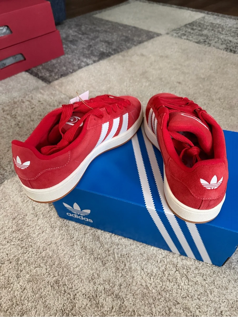 adidas | Shoes | Nwt Adidas Campus 0s Red White Gum Sneakers Mens Size ...